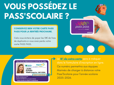 Vous possédez le Pass Scolaire, conservez votre carte Pass Pass | Marinéo